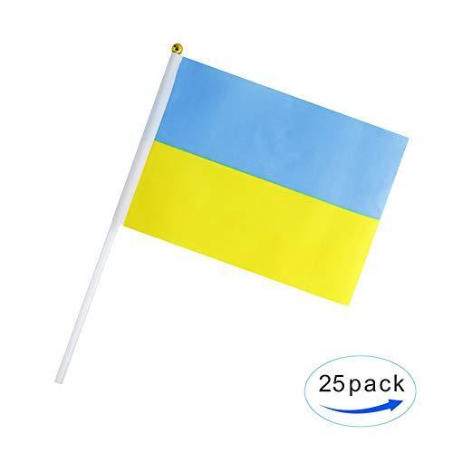 25 Pack Hand Held Small Mini Flag Ukraine Flag Ukrainian Flag Stick ...