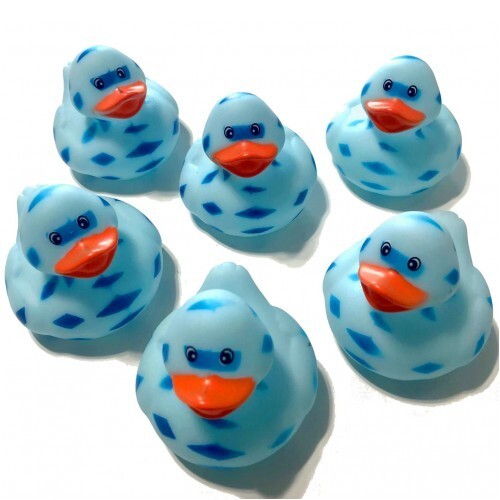 6 PATTERNED LIGHT BLUE CRUISING DUCKS RUBBER DUCKIES 2" PARTY FAVOR ...