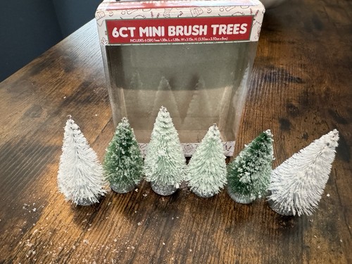 6 Count Mini Brush Christmas Tree Decorations Artificial Trees | eBay