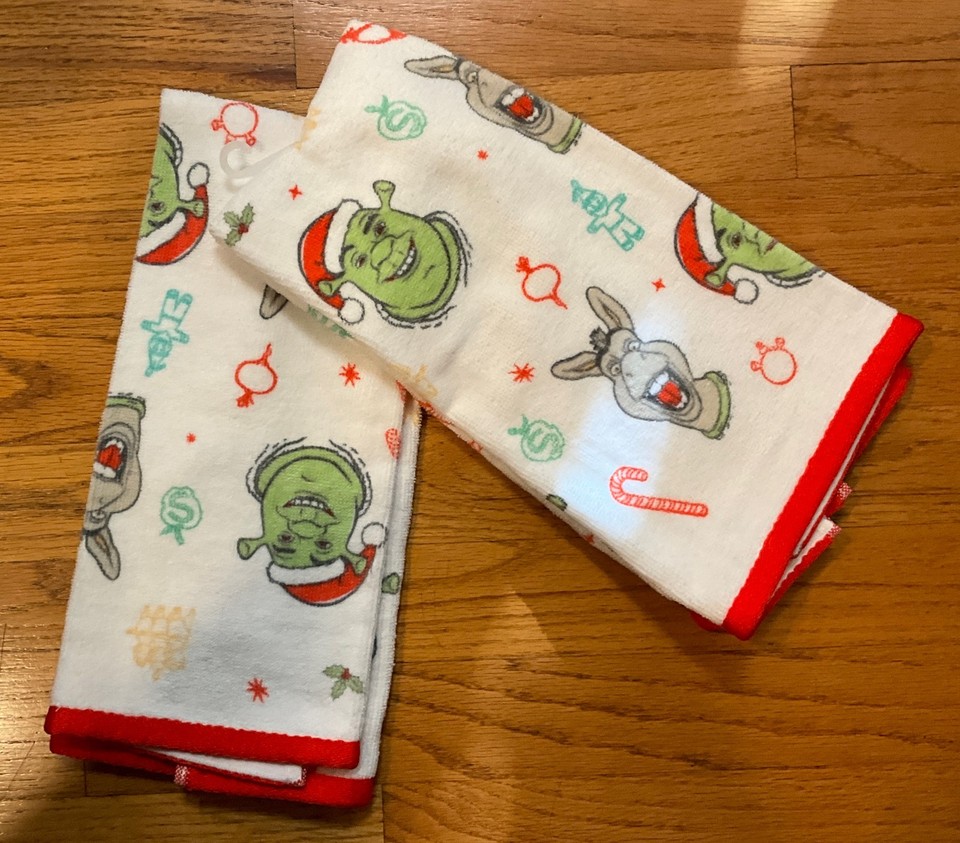 DreamWorks Shrek & Donkey Christmas Holiday Cotton Hand Towels 2pk New ...