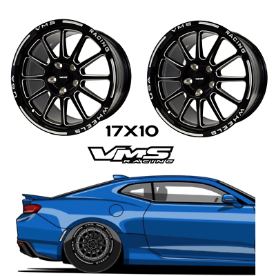 2 VMS RACING BLACKHAWK DRAG RACE RIMS WHEELS REAR 17X10 FOR 11-21 CHEVY ...
