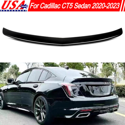 Gloss Black V Style Rear Trunk Spoiler Wing Lip Fit Cadillac CT5 Sedan ...