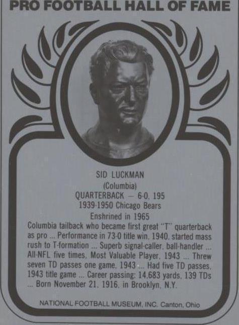 1988-2013 Pro Football Hall of Fame Metallic - Sid Luckman for sale ...