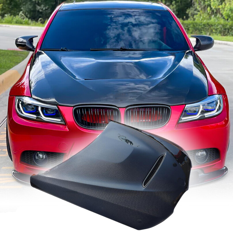 REAL CARBON Front Bonnet Engine Hood Lid Cover For BMW E90 320i 325 LCI ...