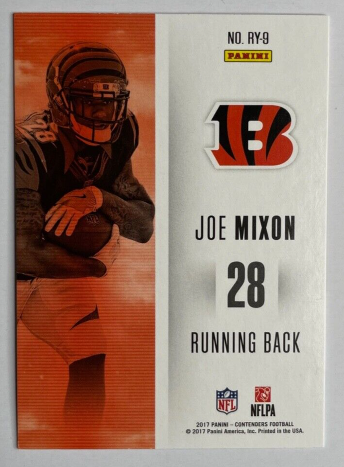 Joe Mixon 2017 Contenders Rookie Year ROY EMERALD RC #RY-9 Cincinnati ...