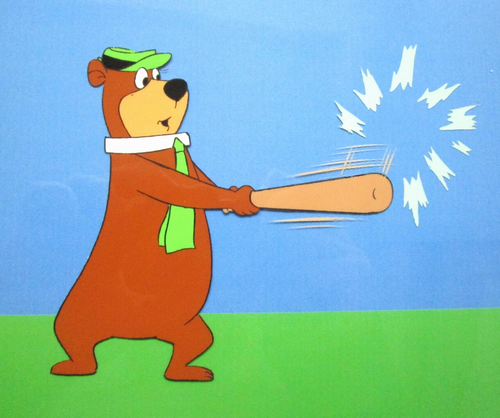 1987 YOGI BEAR BASEBALL ORIGINAL PRODUCTION DRAWING & CEL mlb tie bat ...