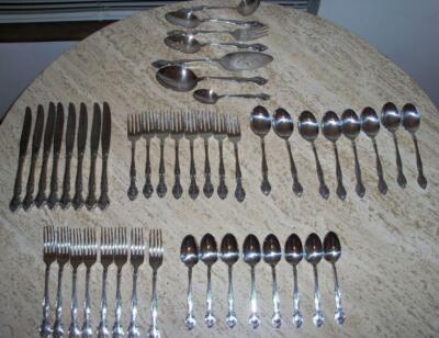 COMMUNITY ONEIDA CUBE MARK AFFECTION SILVER PLATED FLATWARE 47 PIECES ...