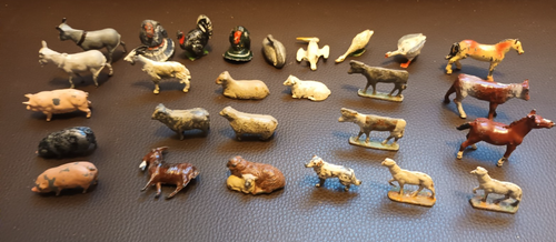 Vintage lead metal farm animals job lot bundle 27 OO gauge dogs horses ...