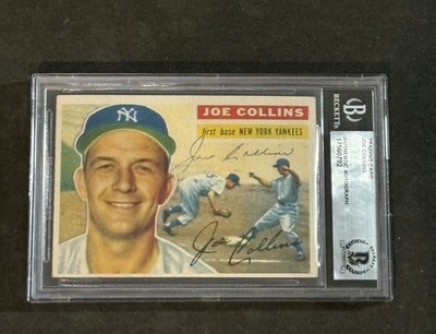 JOE COLLINS 1956 TOPPS SIGNED AUTOGRAPHED CARD #21 NY YANKEES BAS ...