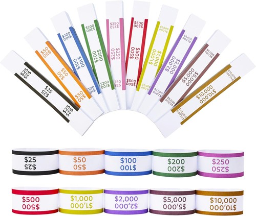 1000pcs Money Bands for Cash - Self-Adhesive Money Wrappers for Bills ...