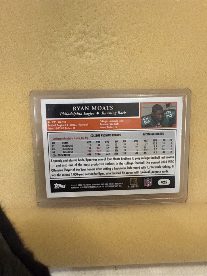 RYAN MOATS 2005 TOPPS 50th Anniversary - 1ST EDITION ROOKIE RC Eagles ...