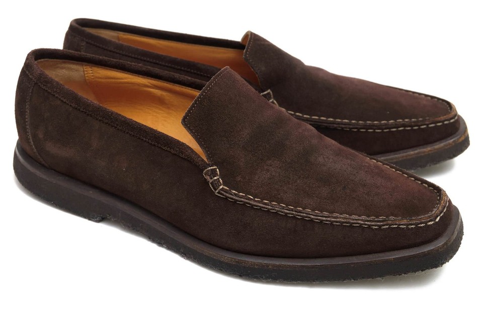 Hermes Vamp Loafer Shoes Men Suede Leather Dark Used From Japan | eBay