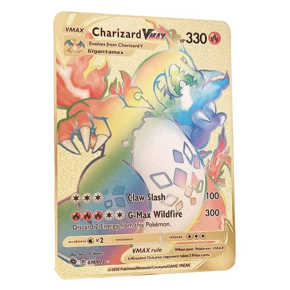 Pokémon VMAX Metal Cards Pikachu GX Mewtwo Charizard VSTAR Kids Gift | eBay