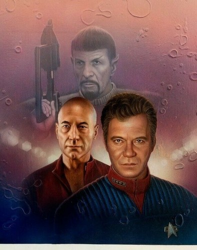 Keith Birdsong Star Trek art 1998 William Shatner Kirk Spock Picard ...