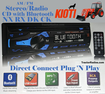 Plug & Play KIOTI Bobcat Tractor Bluetooth Radio CD Player AM FM NX RX ...