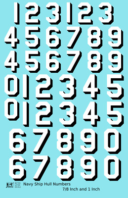 K4 Decals Navy Ship Hull Numbers White and Black 1 Inch and 7/8 Inch ...