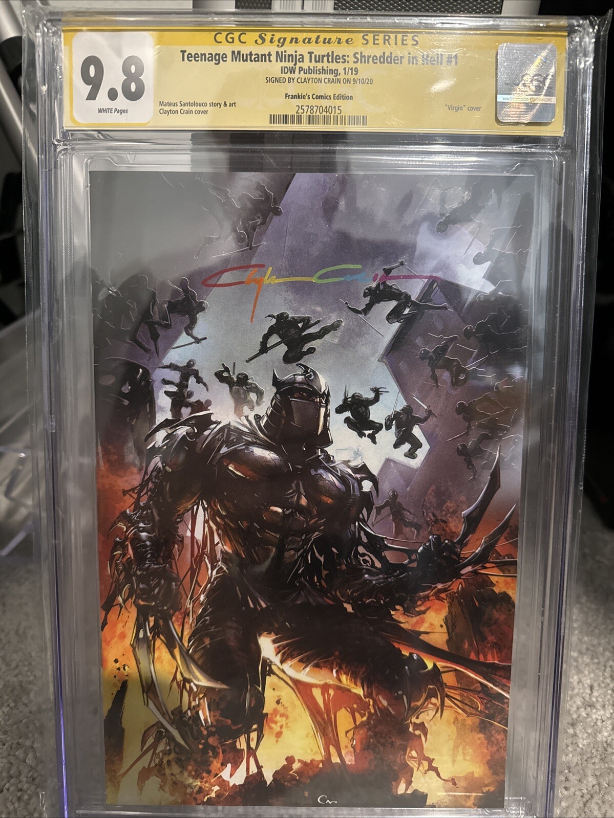 TMNT - SHREDDER IN HELL #1 CGC 9.8 Signed By Clayton Crain VIRGIN ...
