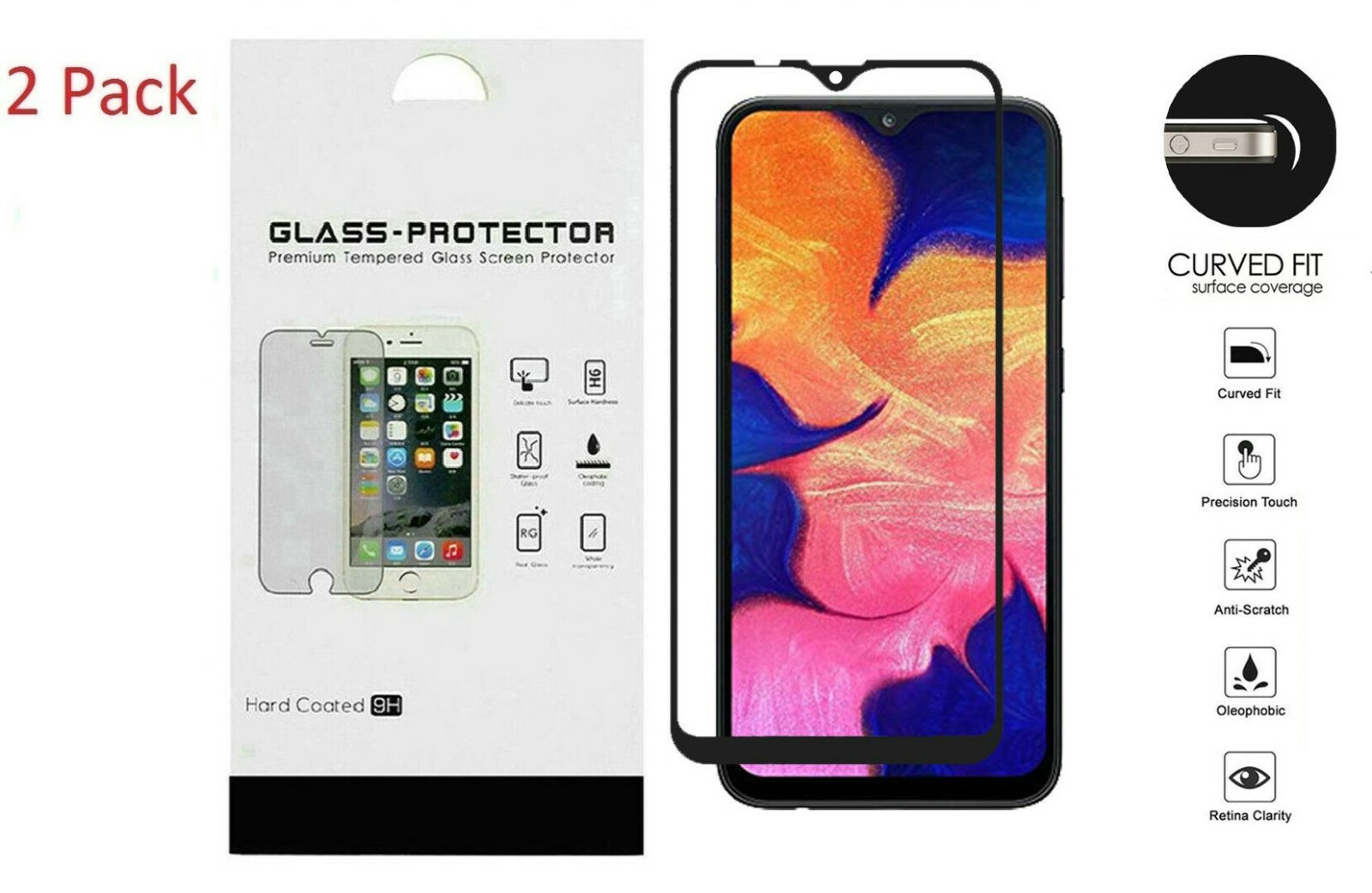 For Samsung Galaxy A10E A102V A102U S102DL 2x Tempered Glass Screen ...