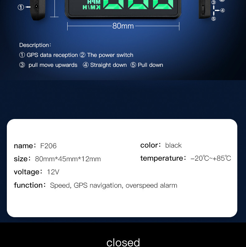 HUD Head-up Display Car GPS Speedometer MPH KM/H Overspeed Alarm Light ...