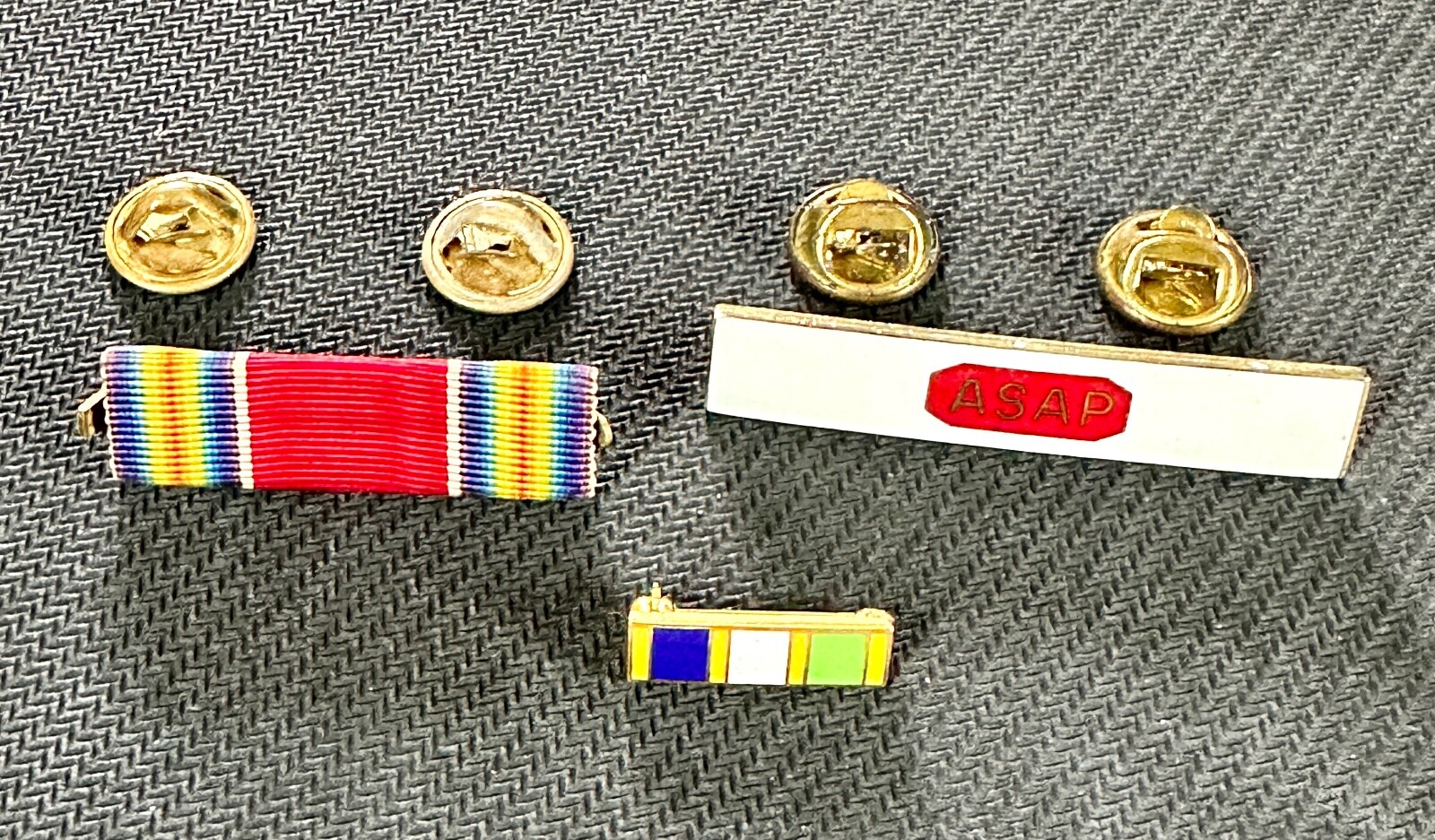 Lot of 3 Vintage Military Gold-Tone, Enamel & Ribbon Bar Pins | eBay