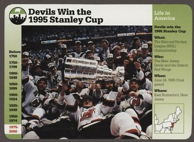 Devils Win the 1995 Stanley Cup Grolier Story of America History Card ...