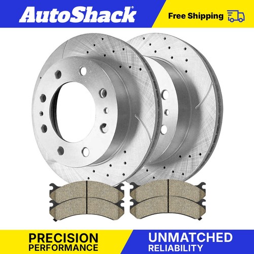Front Drilled Disc Rotors Ceramic Brake Pads for Chevy Express 3500 6 ...