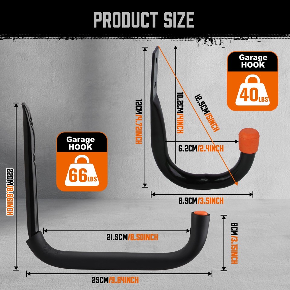 HORUSDY 10-Pack Garage Hooks, Utility Hook, 9 6” Garage Heavy Duty Wall ...