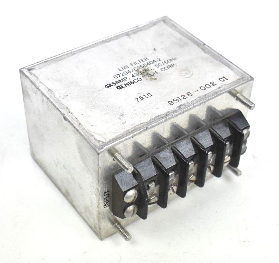 GENISCO TECHNOLOGY CORPORATION EMI FILTER 07294 / GF 55404-2 430 VAC 50 ...