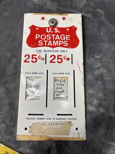 Vintage USPS US Mail Postage Stamp Machine Dispenser Coin 25/25 Cent ...