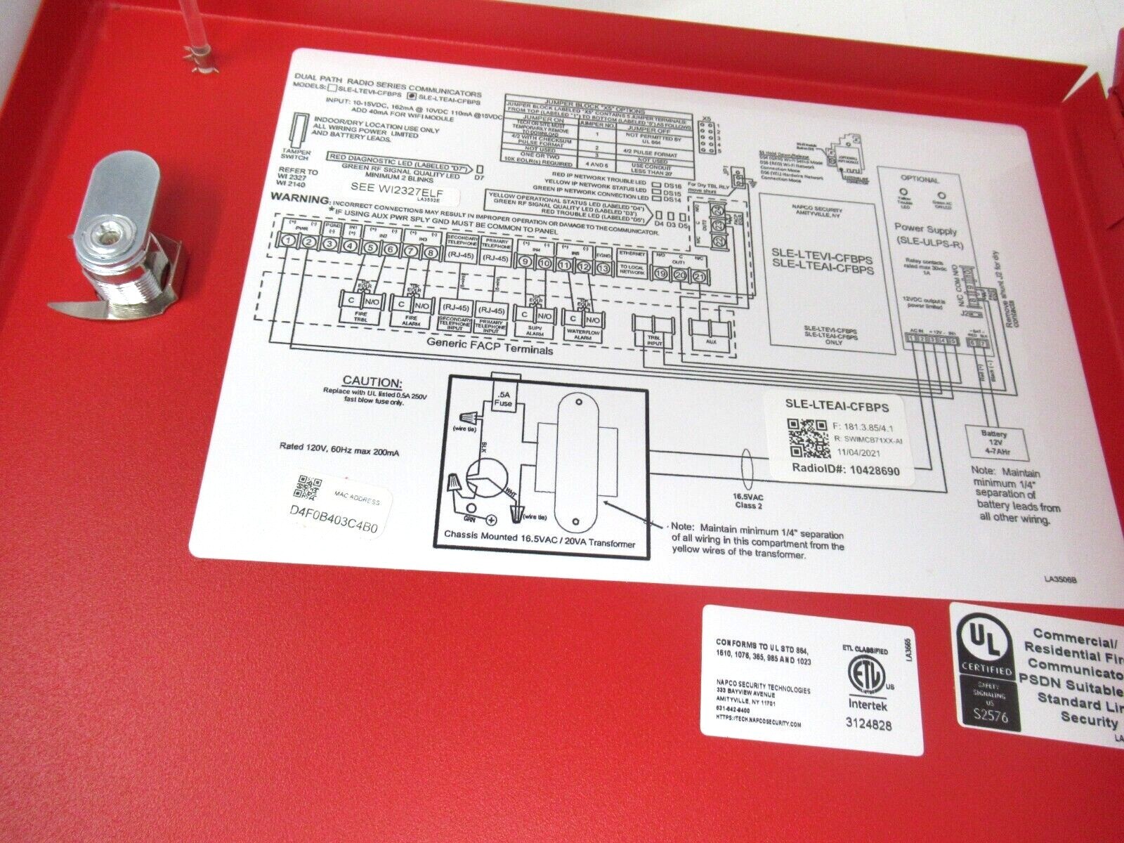 Napco Starlink Sle-cdma-cfb-ps Commercial Fire Alarm Communicator ...