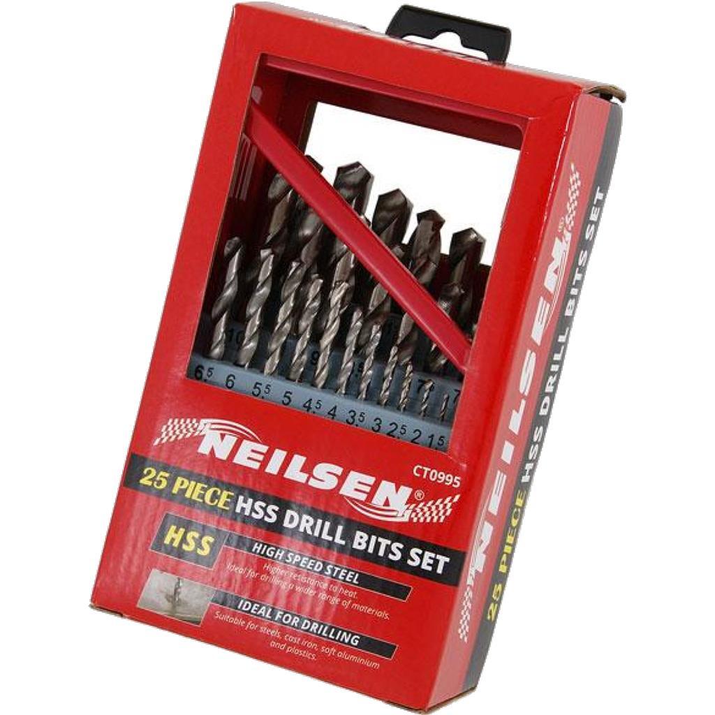 Neilsen 25pc HSS Metal Metric Drill Set 1mm - 13mm High Speed Steel ...