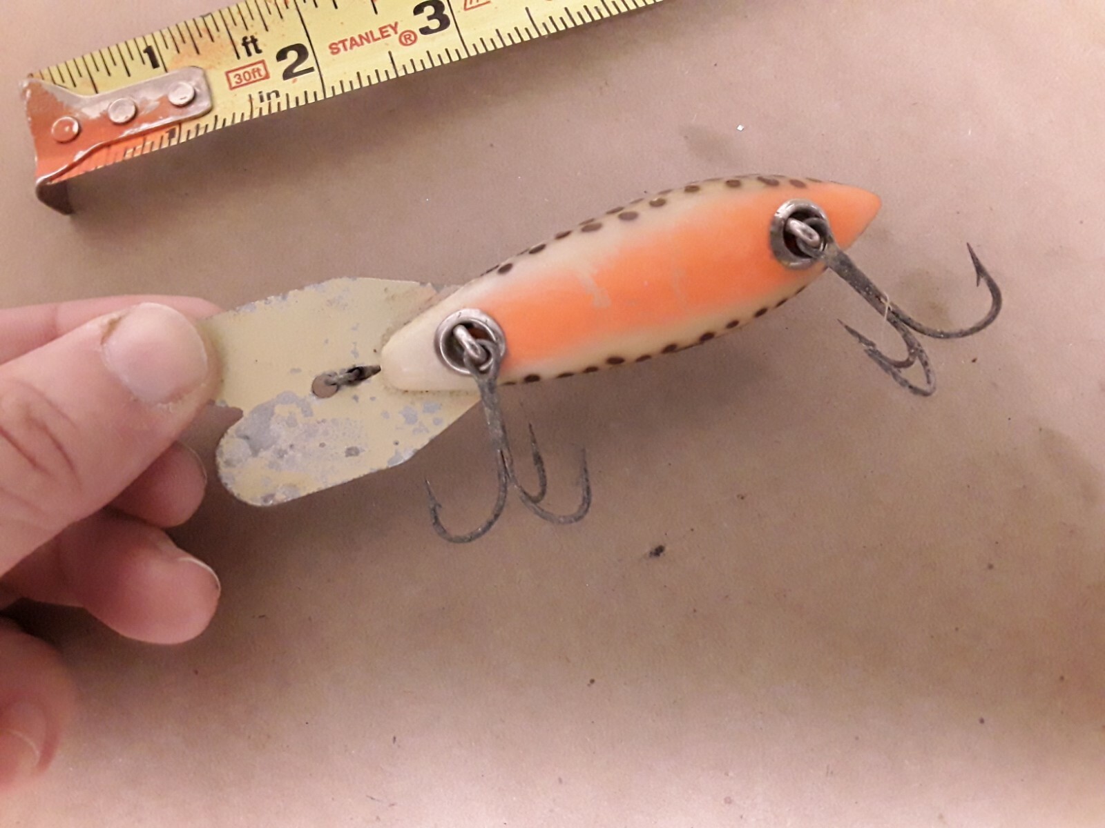 Vintage Plastic Fishing Lure Rattler 4" Orange Black Tan #112 | eBay