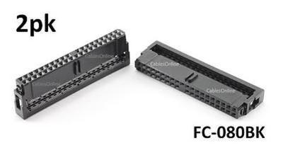 2-Pack Black 40-Pin (80-Wire) ATA IDE Female Ribbon Cable Connector, FC ...