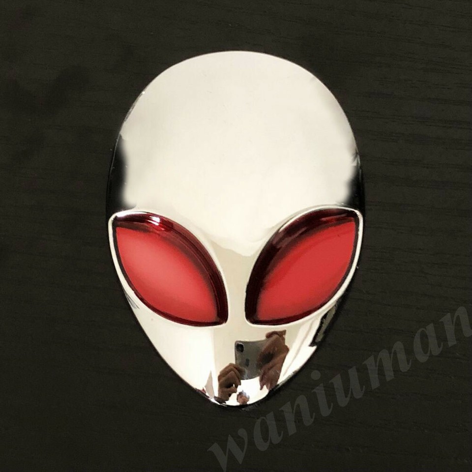 3D Big Metal Chrome Alienware Alien Head UFO Car Emblem Badge Decals ...