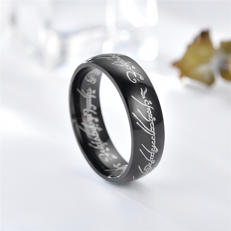 Lord of the Elvish Rings Silver Tungsten Promise One Ring Mens Comfort ...