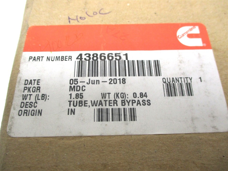4386651 NEW GENUINE CUMMINS WATER BYPASS TUBE 15L ISX/QSX | eBay