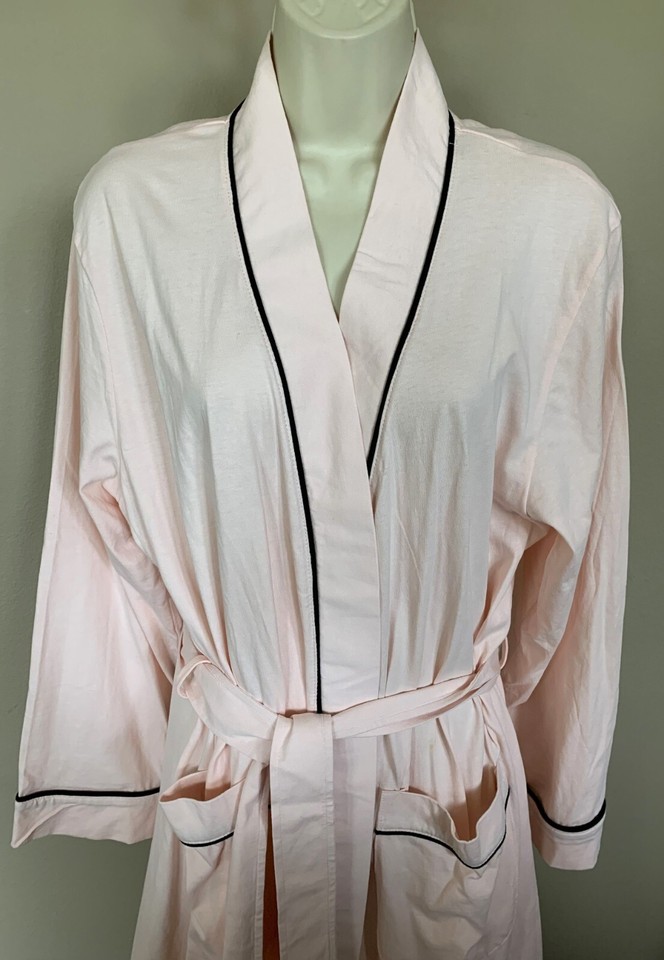 Pajamagram Womens Classic WRAP ROBE & TIE M Pink MEDIUM LONG Cotton ...
