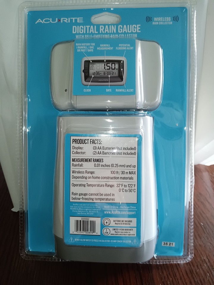 NEW SEALED AcuRite Wireless Digital Rain Gauge w/ Self-Emptying ...