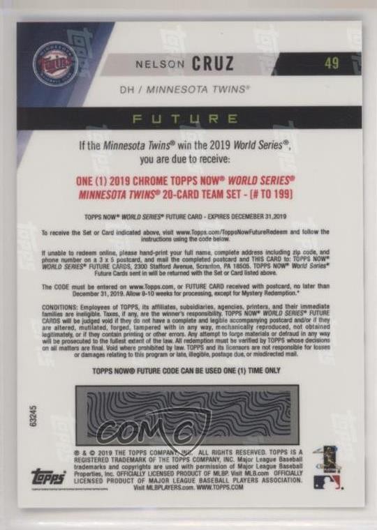 2019 Topps Now Future Pack: 2019 MLB Award Winners Nelson Cruz (To 199 ...