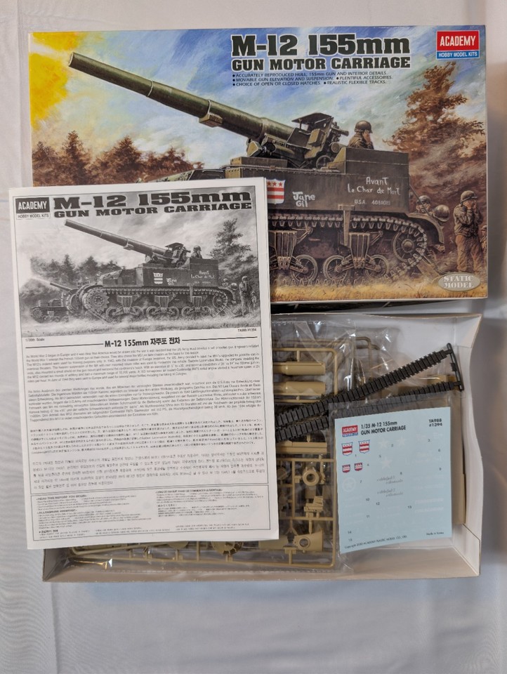 Academy M-12 155mm Gun Motor Carriage #1394 1/35th Scale Model Kit | eBay