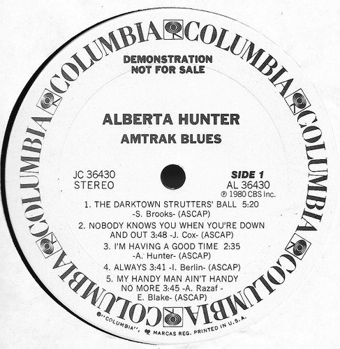 Alberta Hunter - Amtrak Blues - LP, Album, Promo - Near Mint (NM or M ...