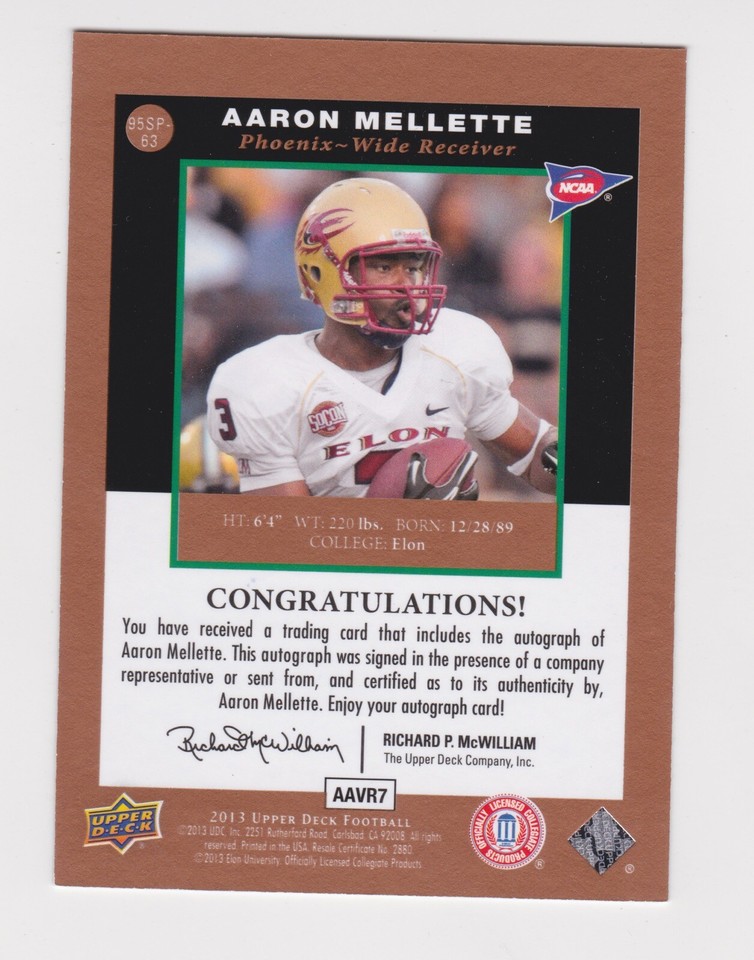 2013 Upper Deck Premier Prospects Auto Aaron Mellette | eBay