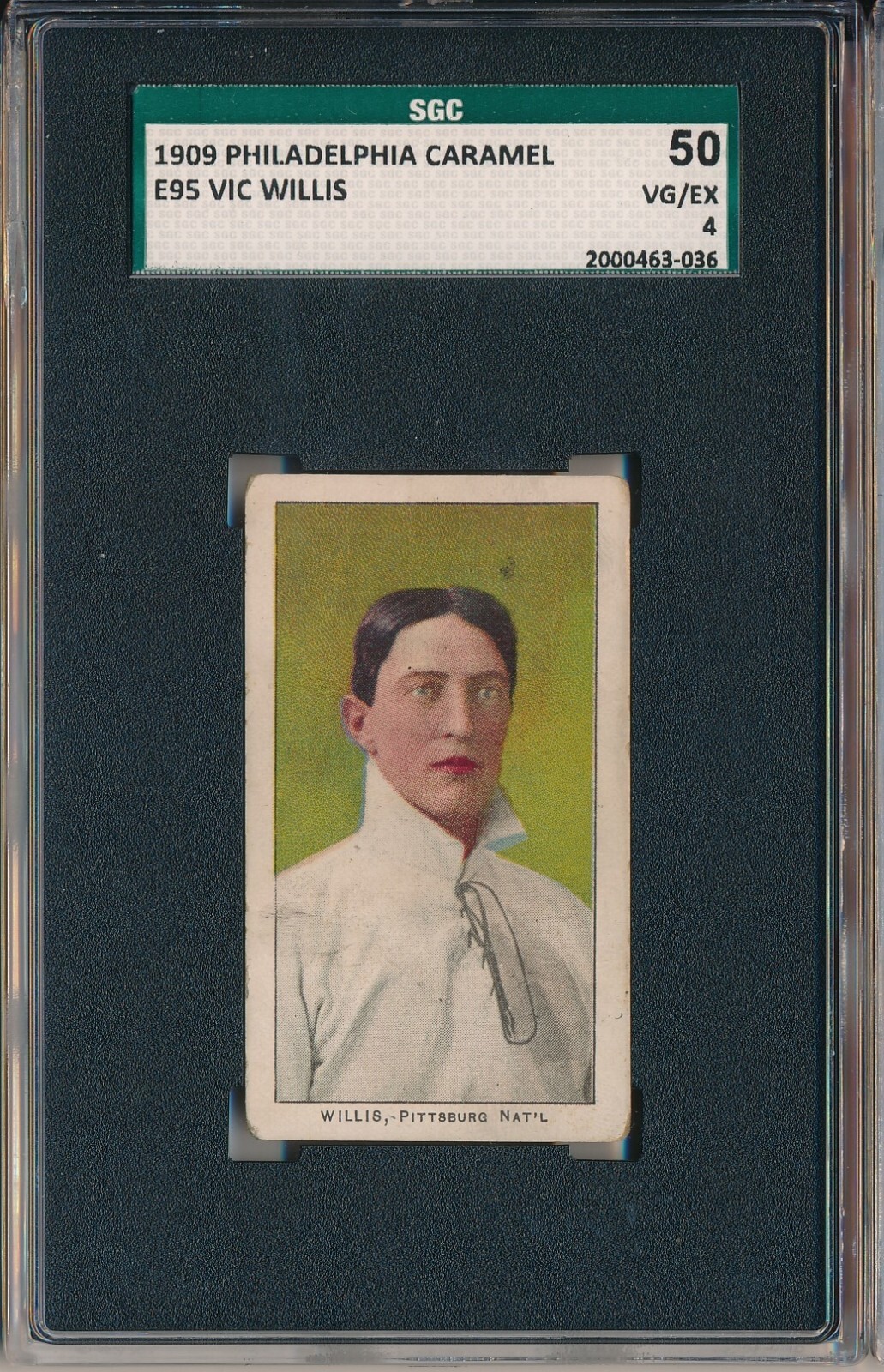 1909 E95 PHILA. CARAMEL - VIC WILLIS - SGC 50 VG/EX 4 (SVSC) CENTERED ...