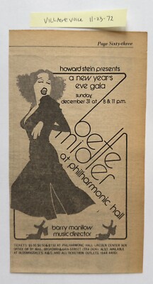 Original Concert Ad - 1972 December 31 1972 Bette Midler Philharmonic ...
