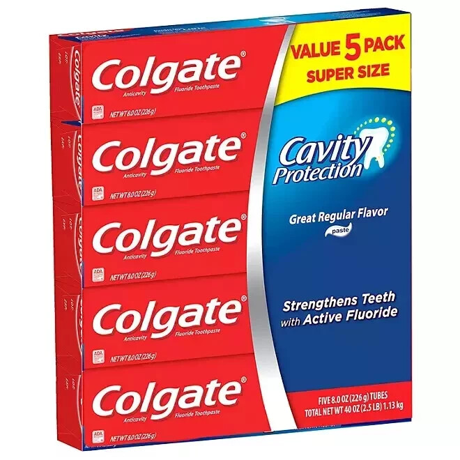 Colgate Cavity Protection Toothpaste with Fluoride, Regular Flavor (8 ...