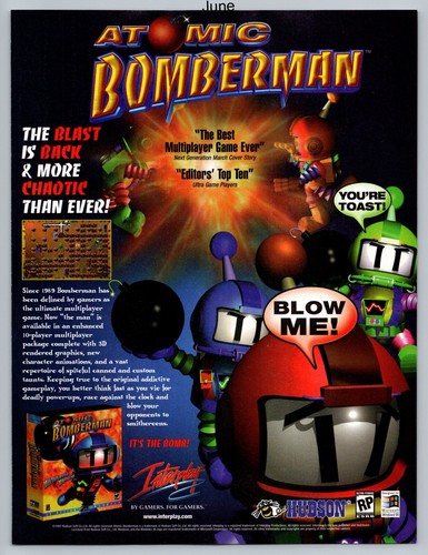 Atomic Bomberman Hudson Interplay PC Game Promo 1997 Full Page Print Ad | eBay