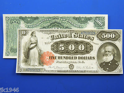 Reproduction $500 1880 Legal Tender Note US Paper Money Currency Copy ...