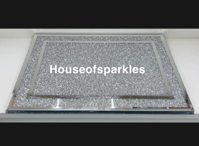 CRUSHED DIAMOND SILVER CRYSTAL CHOPPING BOARD, SHINY SPARKLY, DECOR ...