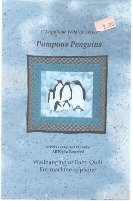 Pompous Penguins CJ Applique Wildlife Series by Geraldine O'Connor 1993 ...