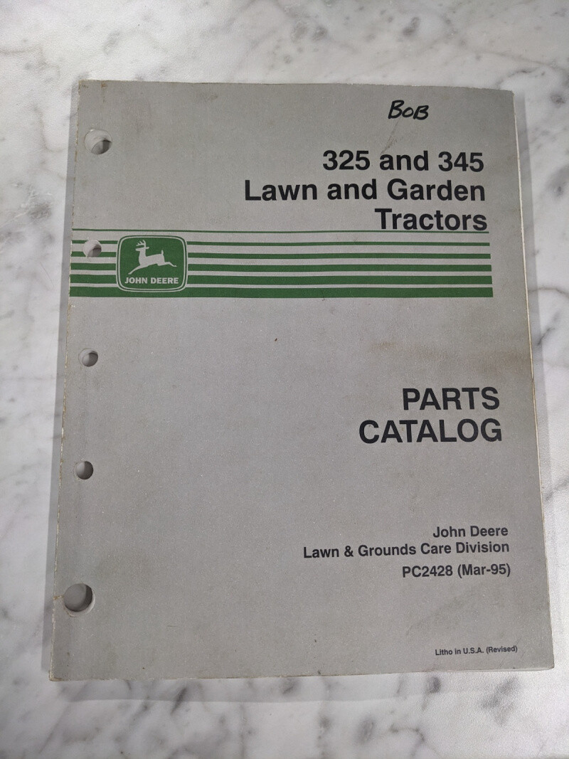 JOHN DEERE SERVICE PARTS LIST MANUAL CATALOG LAWN GARDEN TRACTOR 325 ...